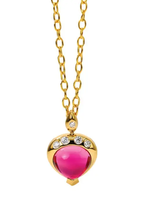 MARK HENRY 18k Gold, Tourmaline, And Diamond Pendant Necklace - Pink Tourmaline