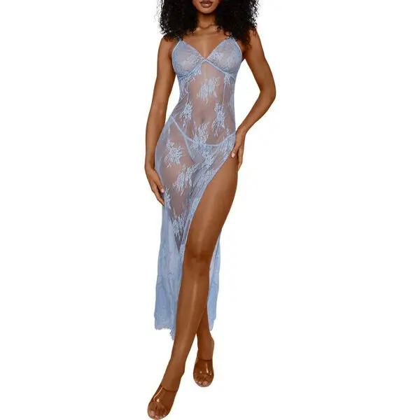 DREAMGIRL Sheer Lace Chemise & G-string Set - Arcb