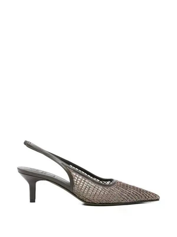 Brunello Cucinelli Monili-embellished Slingback Pumps - Brown