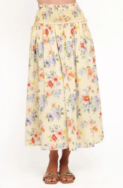 PETAL & PUP Saskia Floral Print Maxi Skirt - Lemon Floral