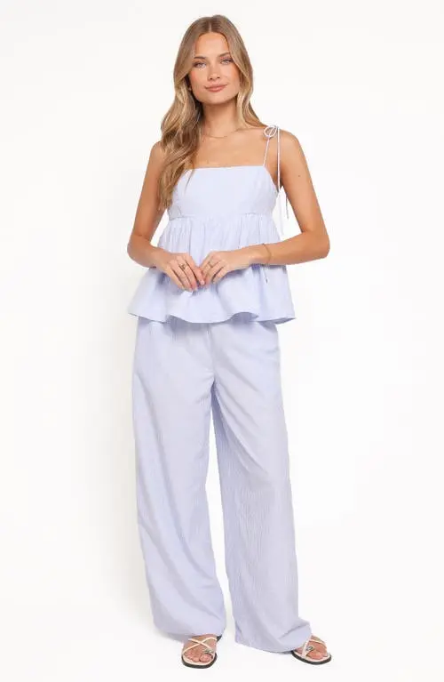 PETAL & PUP High-rise Wide Leg Drawstring Pants - Blue Gingham