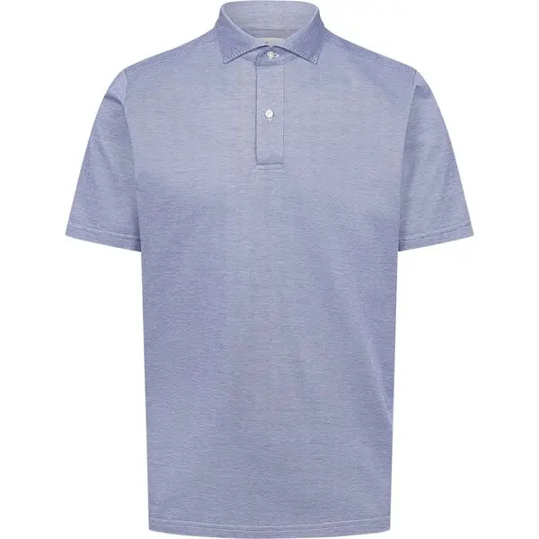 EMANUEL BERG Jacquard Texture Polo - Medium Blue