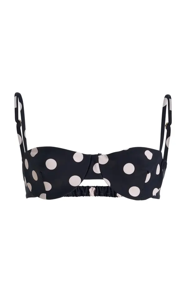 JUILLET Ingrid Polka-dot Bikini Top - Black/white