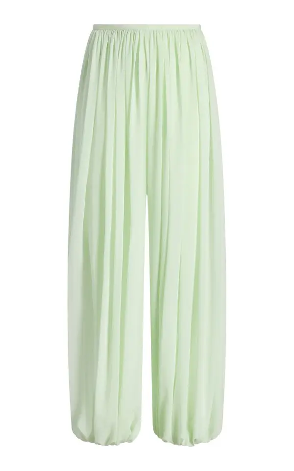 Marina Moscone Silk Draped Cocoon Pants - Green