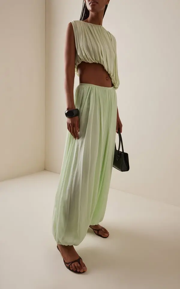 Marina Moscone Silk Cocoon Trousers - Green