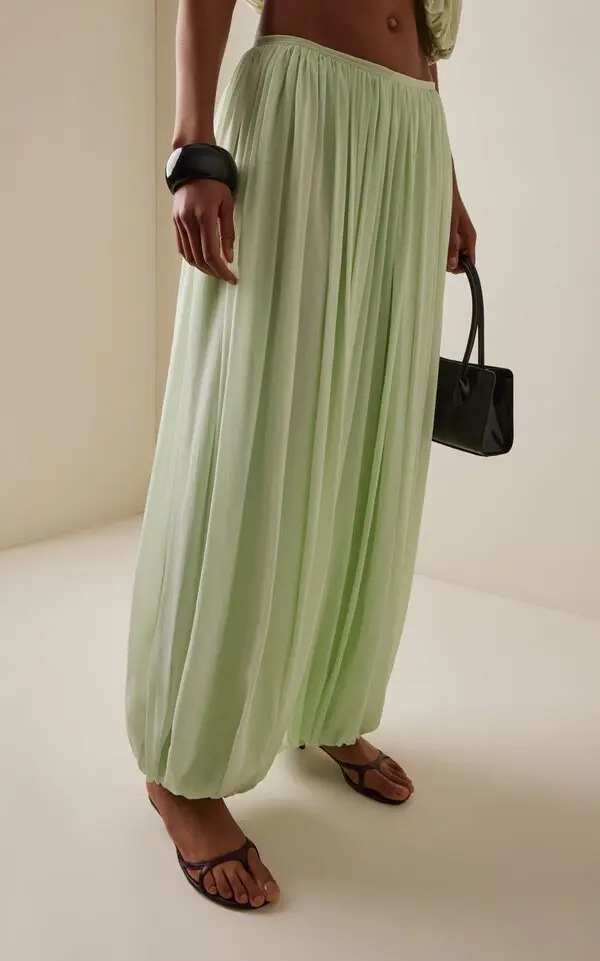 Marina Moscone Silk Cocoon Trousers - Green