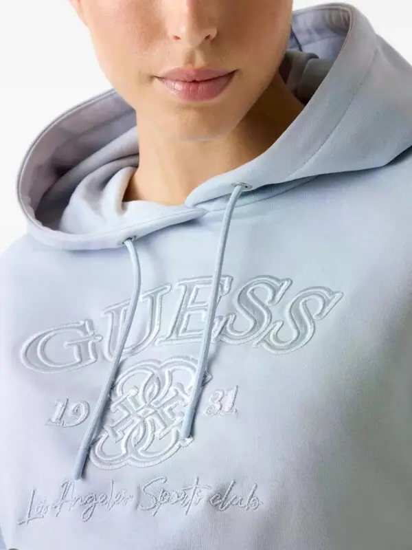 Guess Logo-embroidered Cropped Hoodie