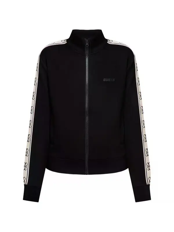 Guess Logo-tape Zip-up Sweatshirt - Black
