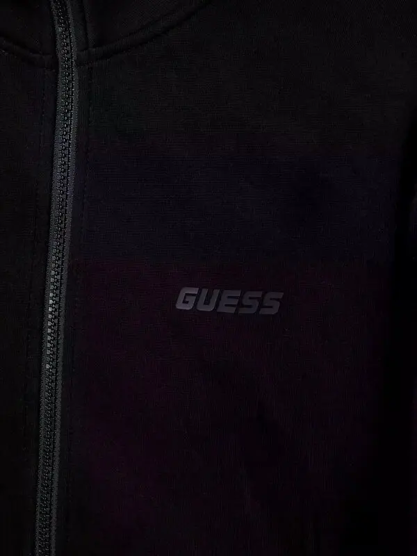 Guess Logo-tape Zip-up Sweatshirt - Black