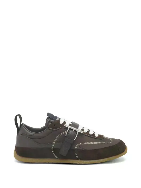 Alexander McQueen T-bar Buckle Strap Panelled Sneakers - Brown