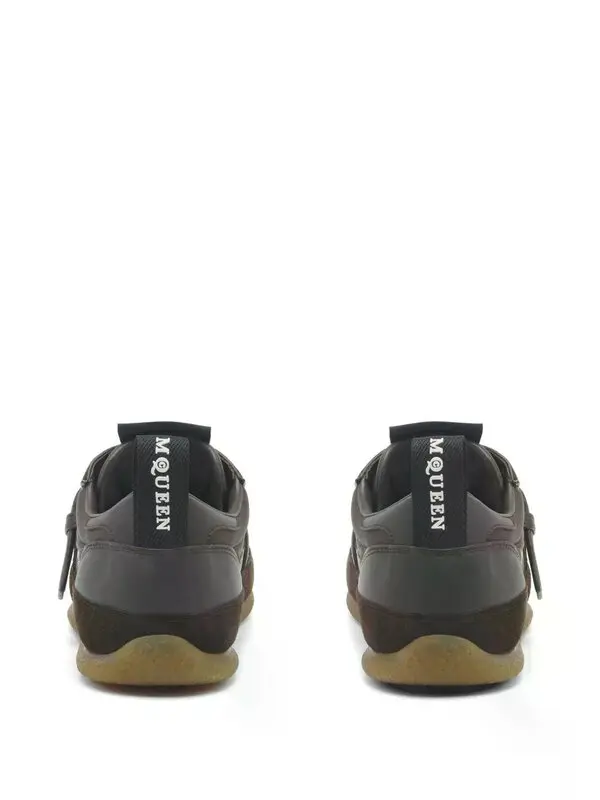 Alexander McQueen T-bar Buckle Strap Panelled Sneakers - Brown