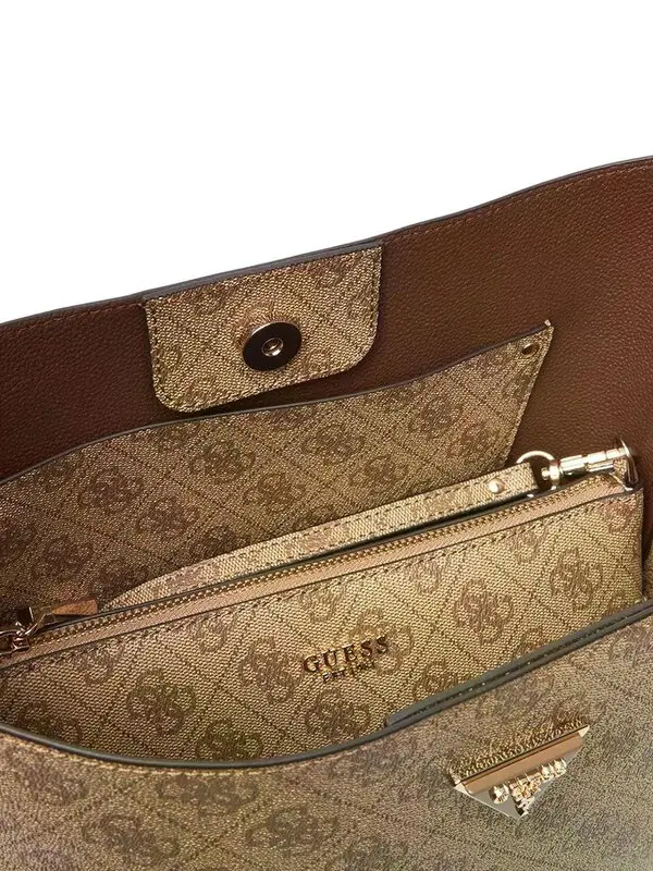 Guess Monogram Shoulder Bag - Brown