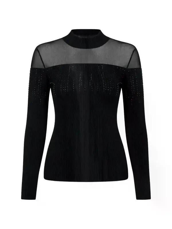 Guess Eco Jeena Strass-embellished Panelled Sweater - Black