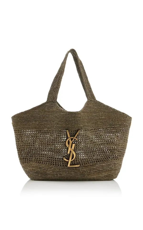 Saint Laurent Icare Maxi Raffia Tote Bag - Green