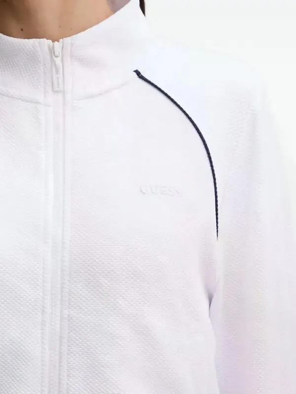 Guess Textured-finish Full-zip Sweatshirt - White