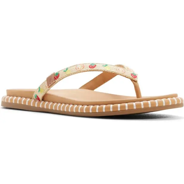 Sperry Isla Embroidered Flip Flop - Beige Assorted