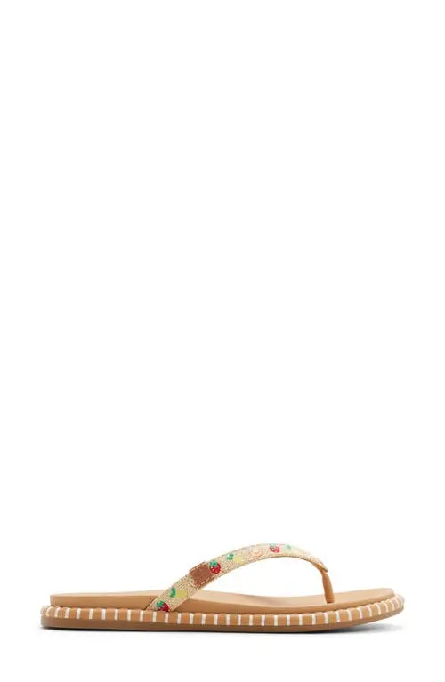 Sperry Isla Embroidered Flip Flop - Beige Assorted