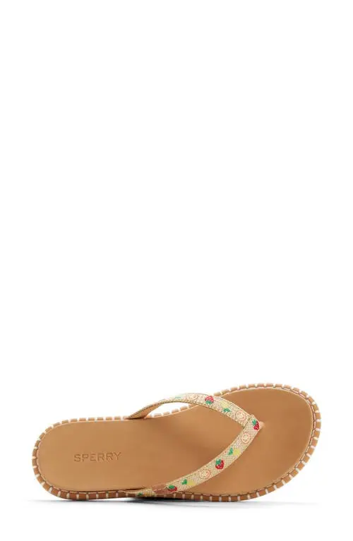 Sperry Isla Embroidered Flip Flop - Beige Assorted