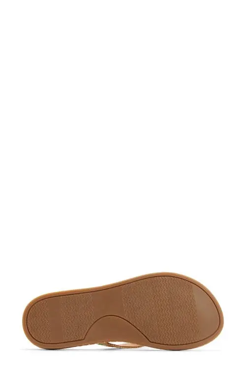 Sperry Isla Embroidered Flip Flop - Beige Assorted
