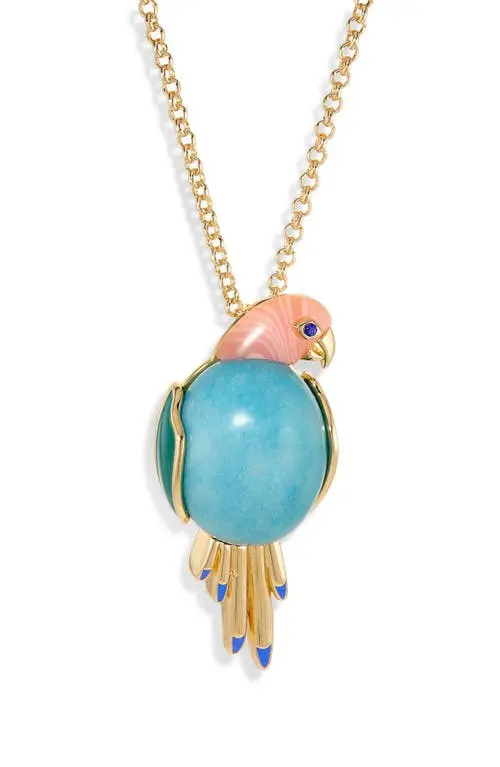 Lele Sadoughi Eileen Parrot Convertible Brooch & Pendant Necklace - Clementine Turquoise