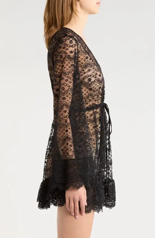 KILO BRAVA Embroidered Sheer Mesh Robe