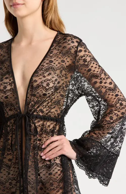 KILO BRAVA Embroidered Sheer Mesh Robe
