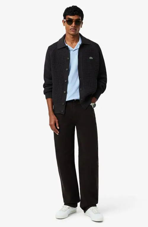 Lacoste Johnny Collar Cotton & Linen Piqué Polo - Chambray