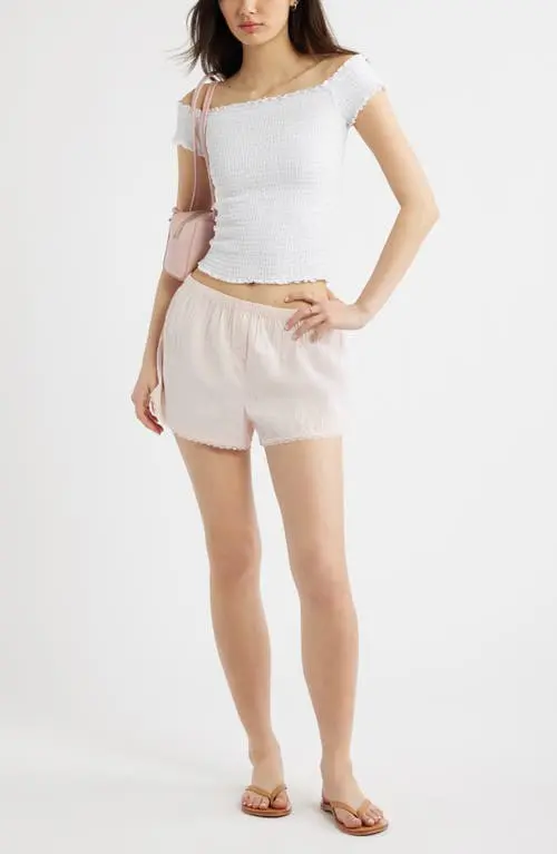 Bp. Off-the-shoulder Smocked Top - White