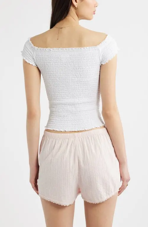 Bp. Off-the-shoulder Smocked Top - White