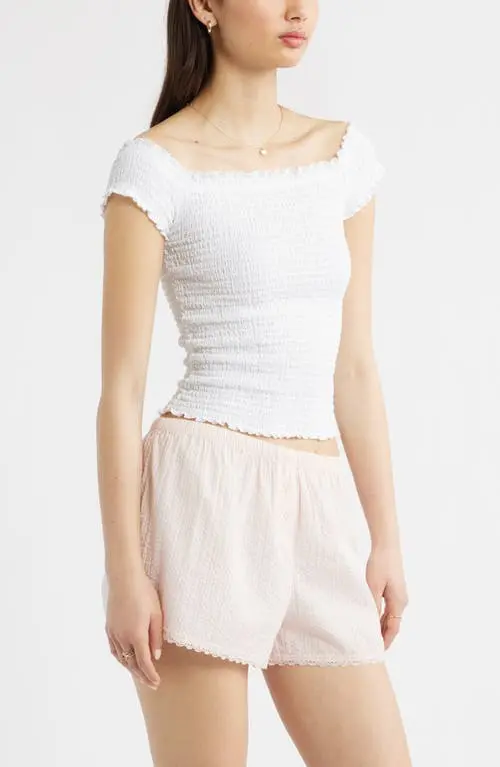 Bp. Off-the-shoulder Smocked Top - White