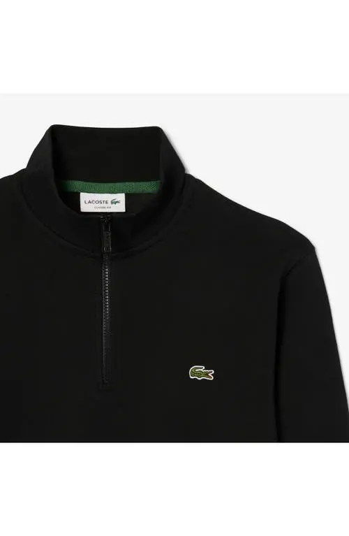 Lacoste Cotton Fleece Half Zip Pullover - Black