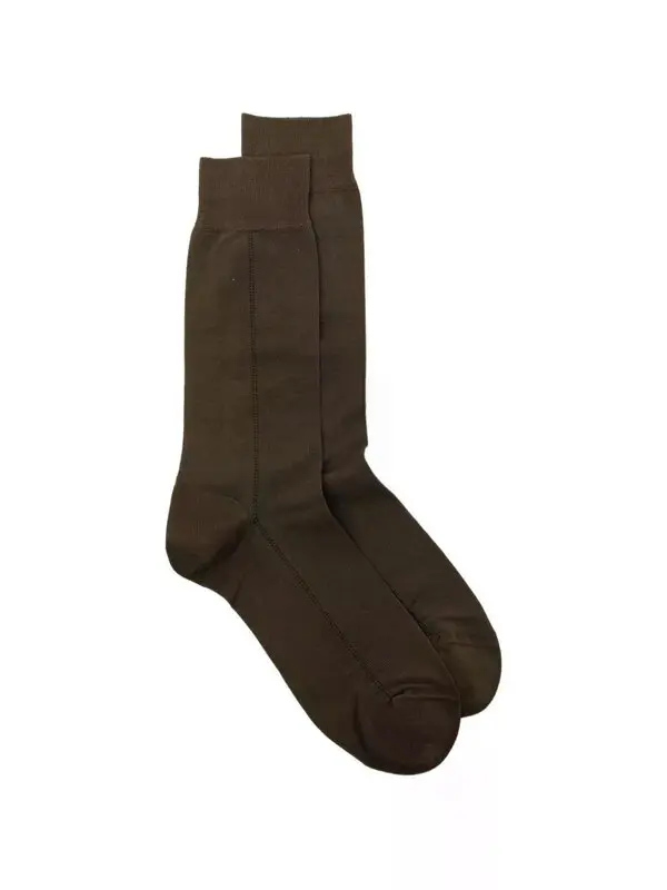 Zegna Tonal-stitching Socks - Brown