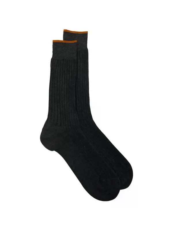 Zegna Logo-print Mid-calf Socks - Grey