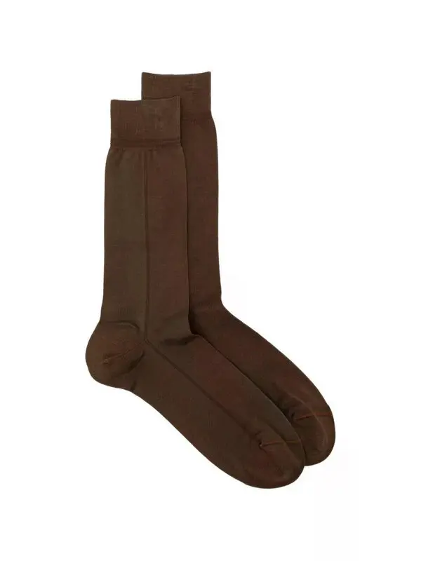 Zegna Tonal-stitching Socks - Brown
