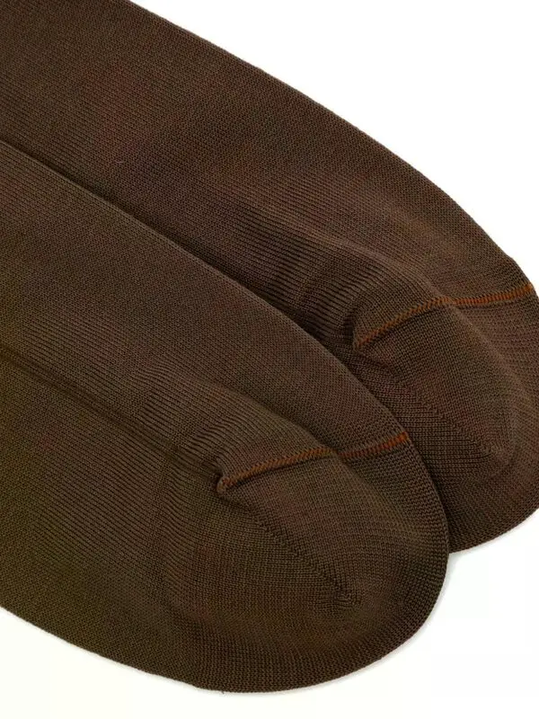 Zegna Tonal-stitching Socks - Brown