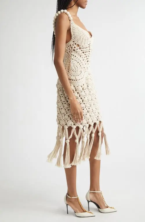 Balmain Fringe Cotton Crochet Dress