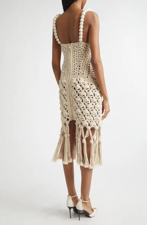 Balmain Fringe Cotton Crochet Dress