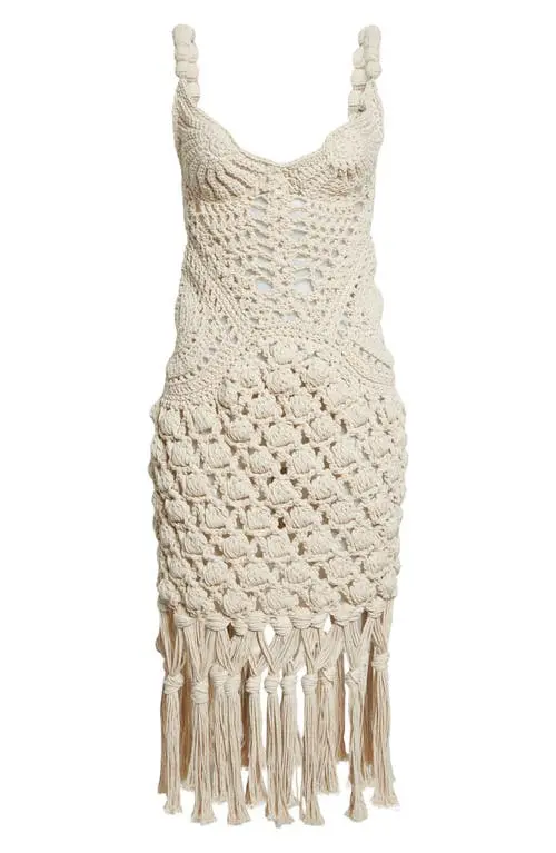 Balmain Fringe Cotton Crochet Dress