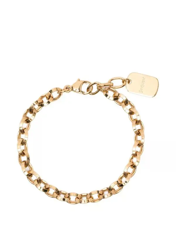 Saint Laurent Logo-plaque Cable-link Bracelet - Gold