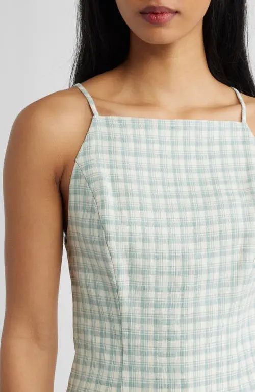 REFORMATION Finley Sleeveless Linen Top - Zephyr Check