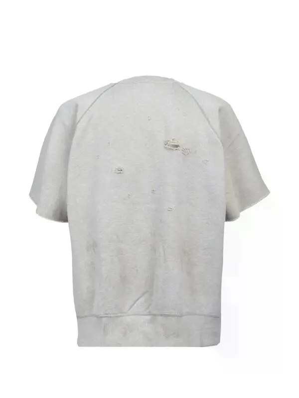SAINT MXXXXXX Distressed Graphic-print Sweater - Grey