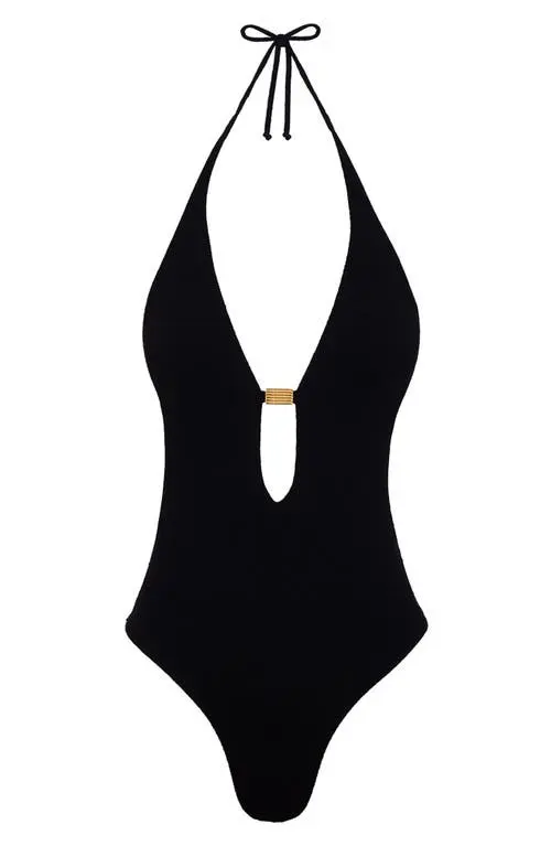 VIX PAULA HERMANNY Tammy Sutton Plunge One-piece Swimsuit - Black