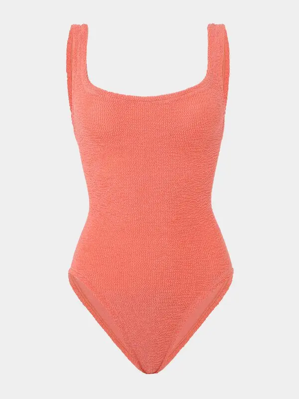 Hunza G Square Neck Swimsuit - Metallic Coral