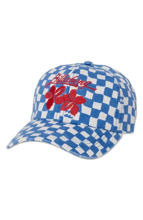 BILLABONG Embroidered Checkerboard Twill Baseball Cap - True Blue