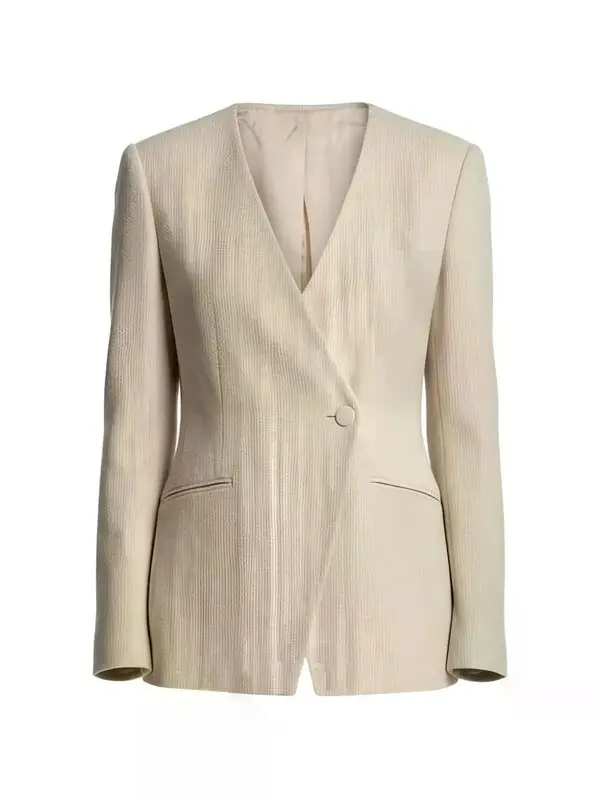 Emporio Armani Textured Collarless Blazer - Neutrals