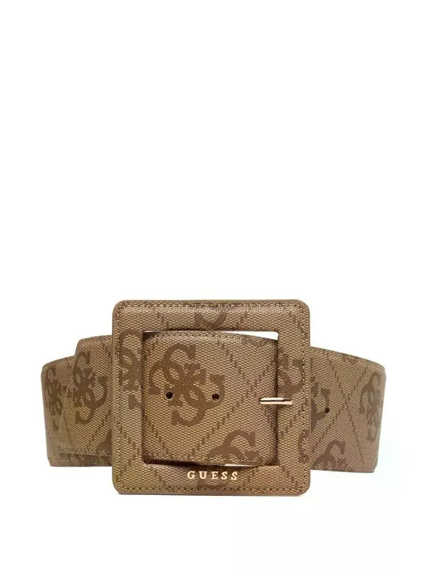 Guess Monogram-pattern Square-buckle Belt - Neutrals