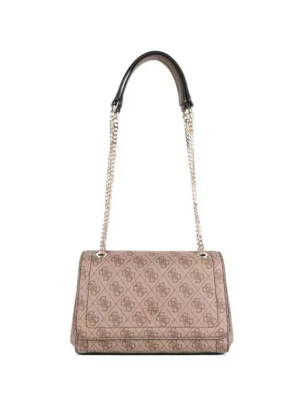 Guess Logo-pattern Foldover Shoulder Bag - Neutrals