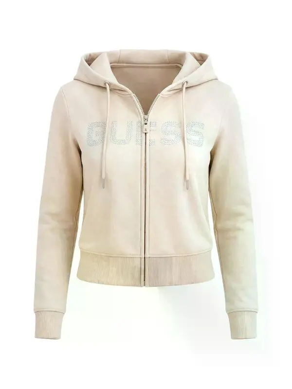 Guess Embellished Zip-up Hoodie - Neutrals