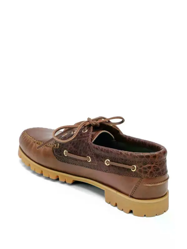 VINNY'S Aztec Grained-leather Boat Shoes