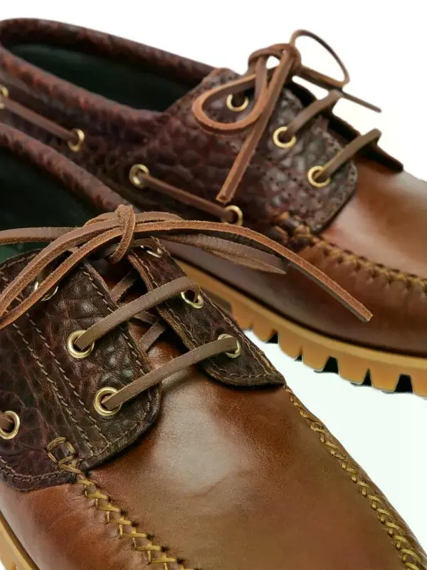 VINNY'S Aztec Grained-leather Boat Shoes